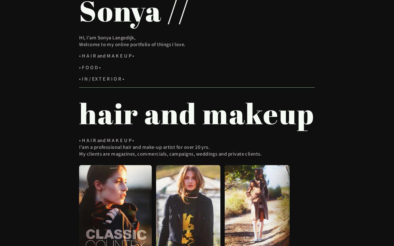 Sonya // hair,make-up, food, in-exterior styling